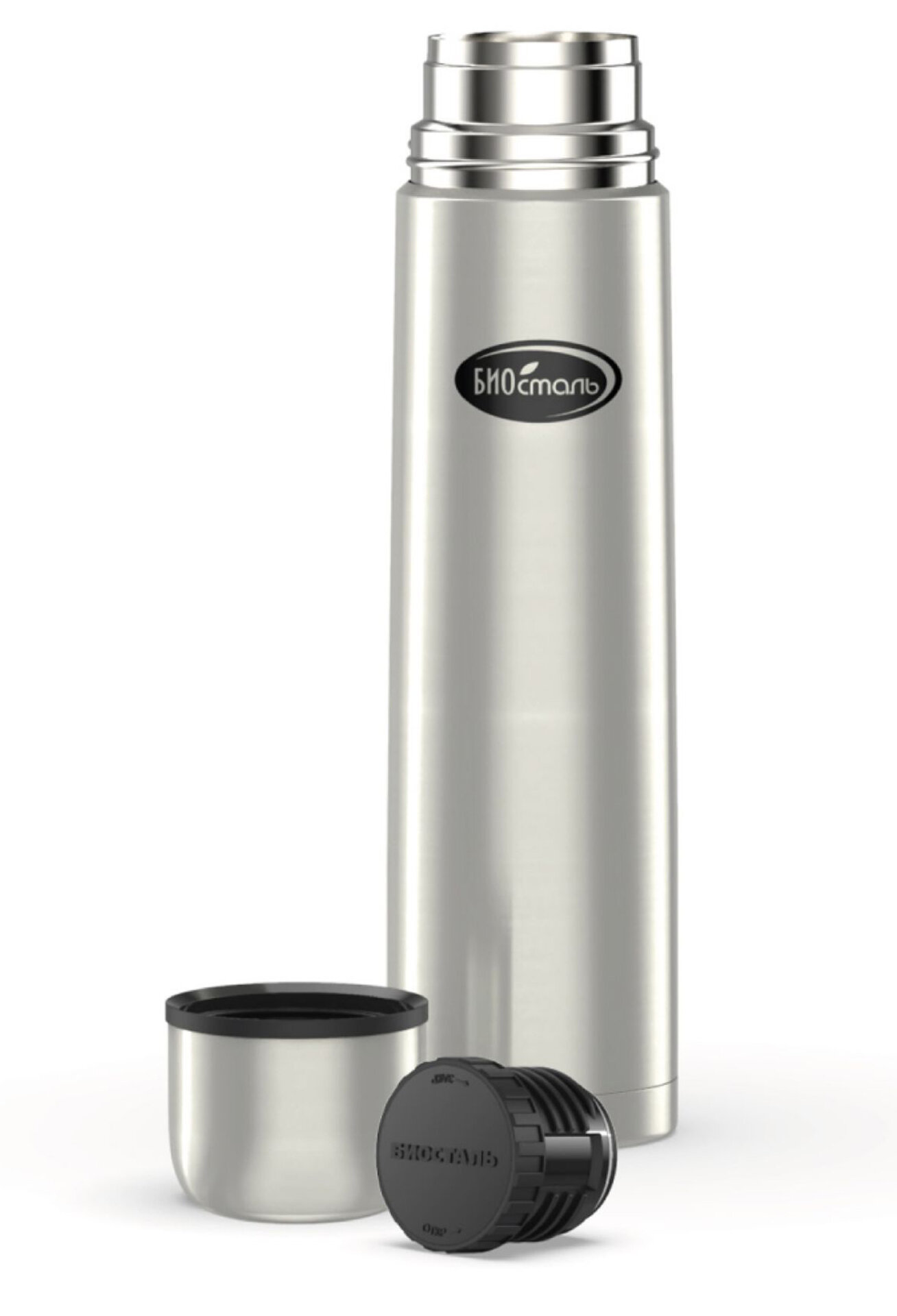 Термос Biostal 1,2 литра стальной с узким горлом серебристый, NВ-1200