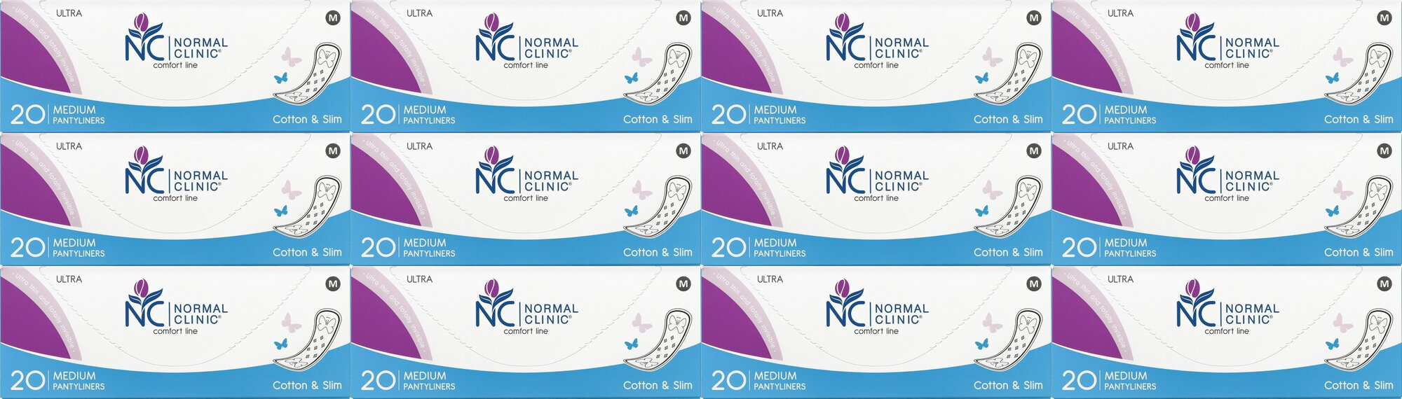 NORMAL Clinic Прокладки ежедневные Normal Ultra cotton&slim Medium 180 мм в картонной упаковке, 20 шт, 12 уп/