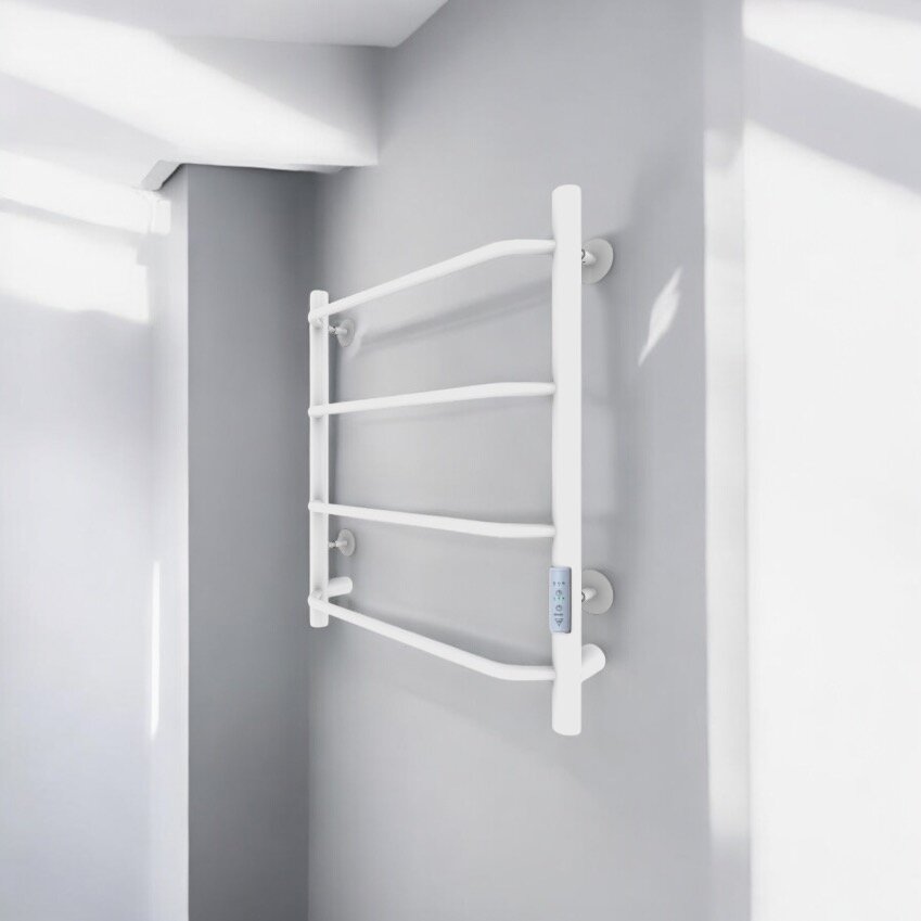 Полотенцесушитель электрический Тругор 600х500, белый, 4 перекладины, универсальное подключение.