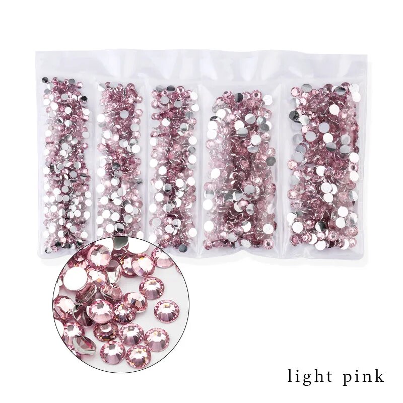 Стразы QIAO полимерные разноцветные 3-5 мм 2000 шт. Розовый, 02