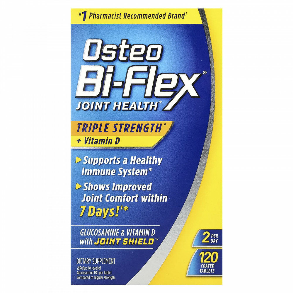 Osteo Bi-Flex, Здоровье суставов, тройная сила + витамин D, 120 таблеток в оболочке