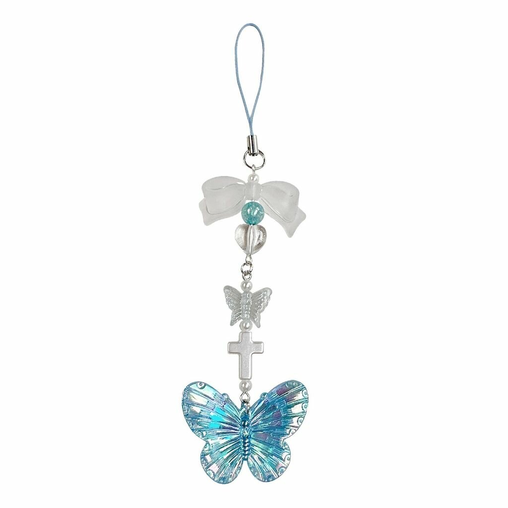 Акриловый брелок для телефона с бабочкой