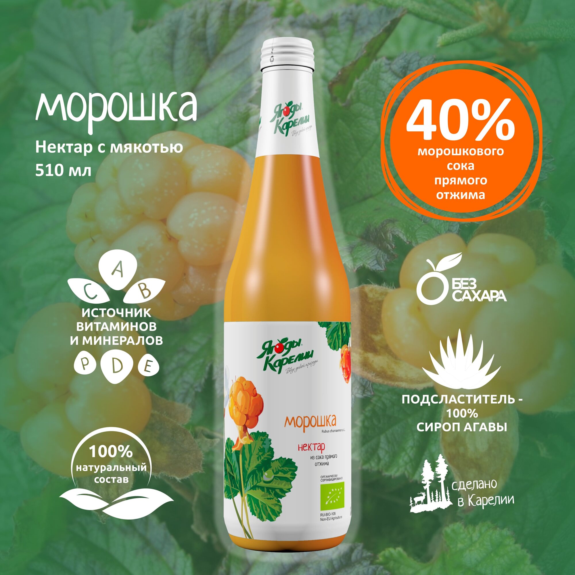 Нектар Морошка без сахара, 510мл (12 шт.)