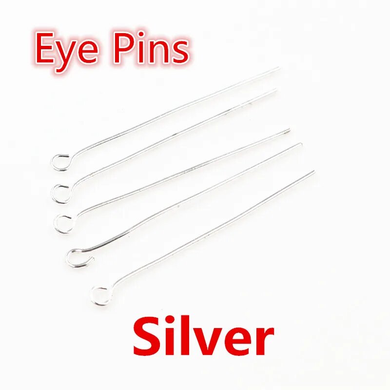 Золотые булавки для бижутерии Wadsfred 200 шт. Серебряный, 40mm x 200pcs, Eye-Silver
