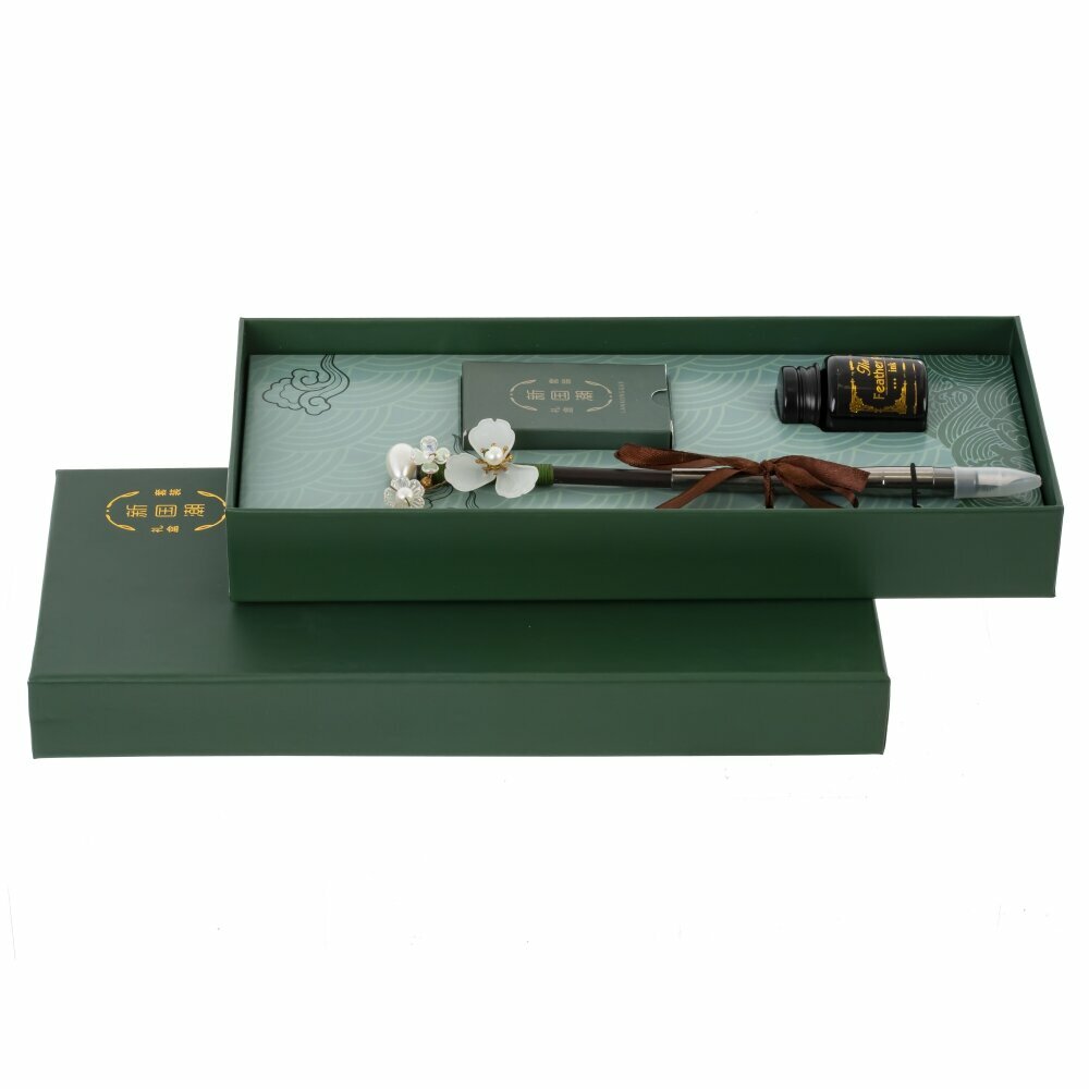 Набор подарочный: ручка перьевая, 5 наконечников, чернильница, 25х11х3,5 см KSM-817069