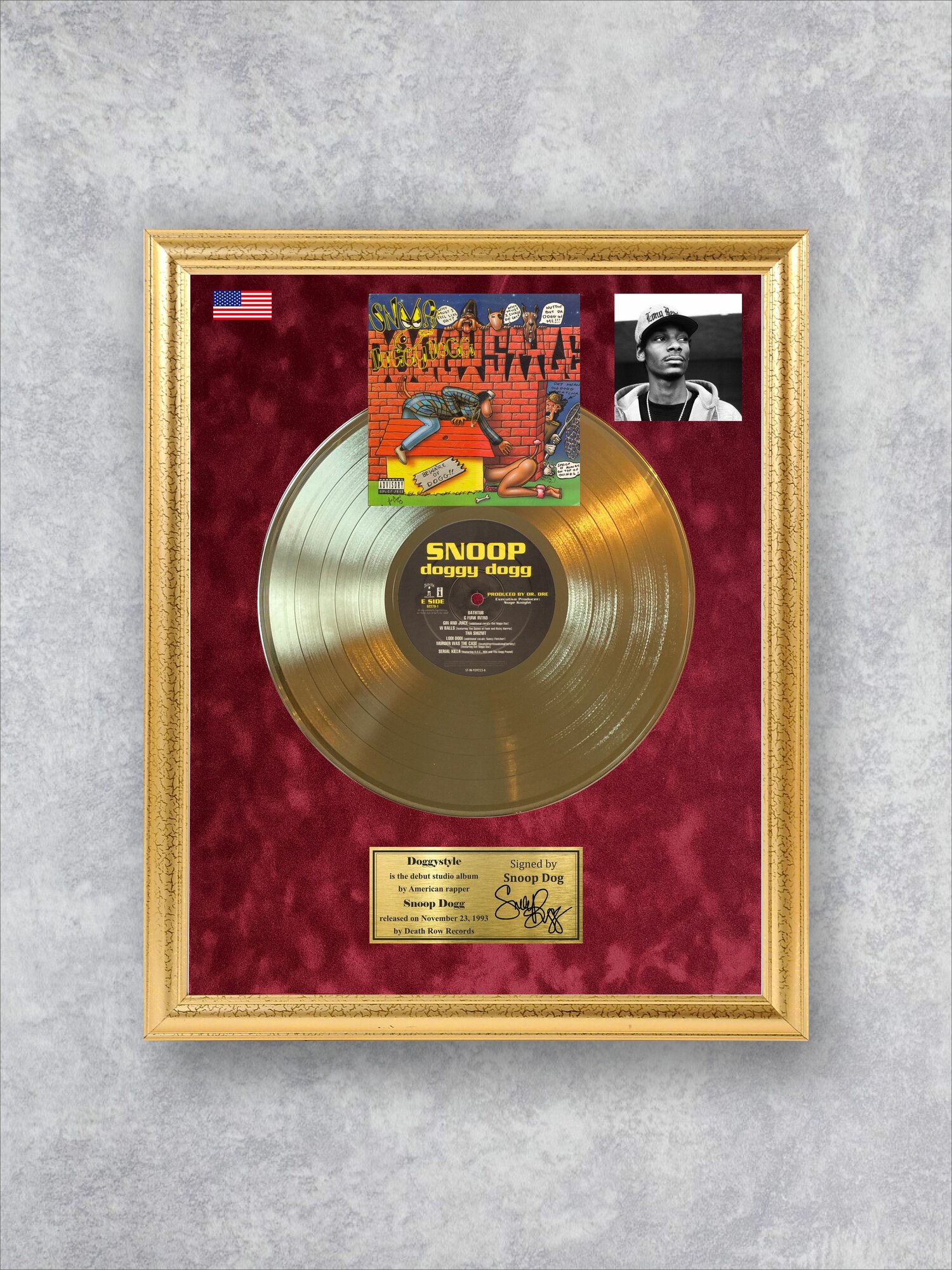 Золотая декоративная виниловая пластинка Snoop Dogg