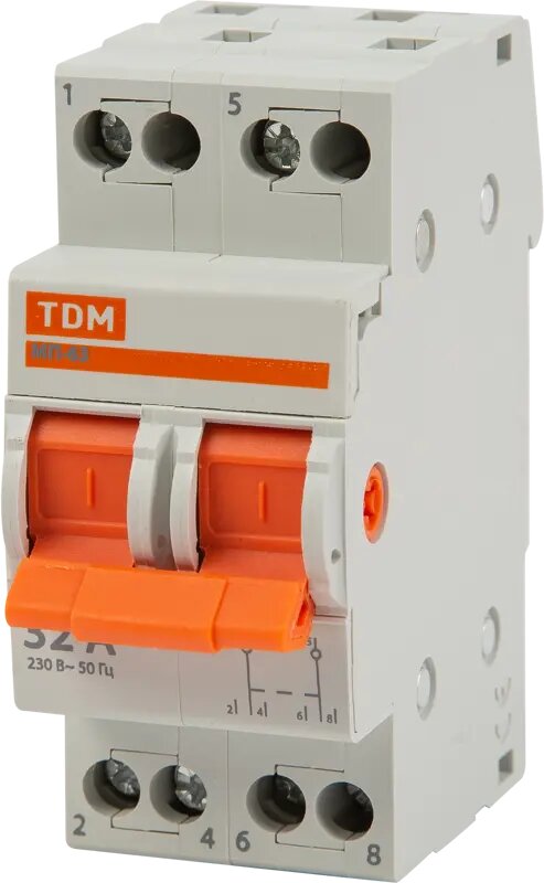 Выключатель нагрузки TDM Electric МП-63 2P 32 А трёхпозиционный