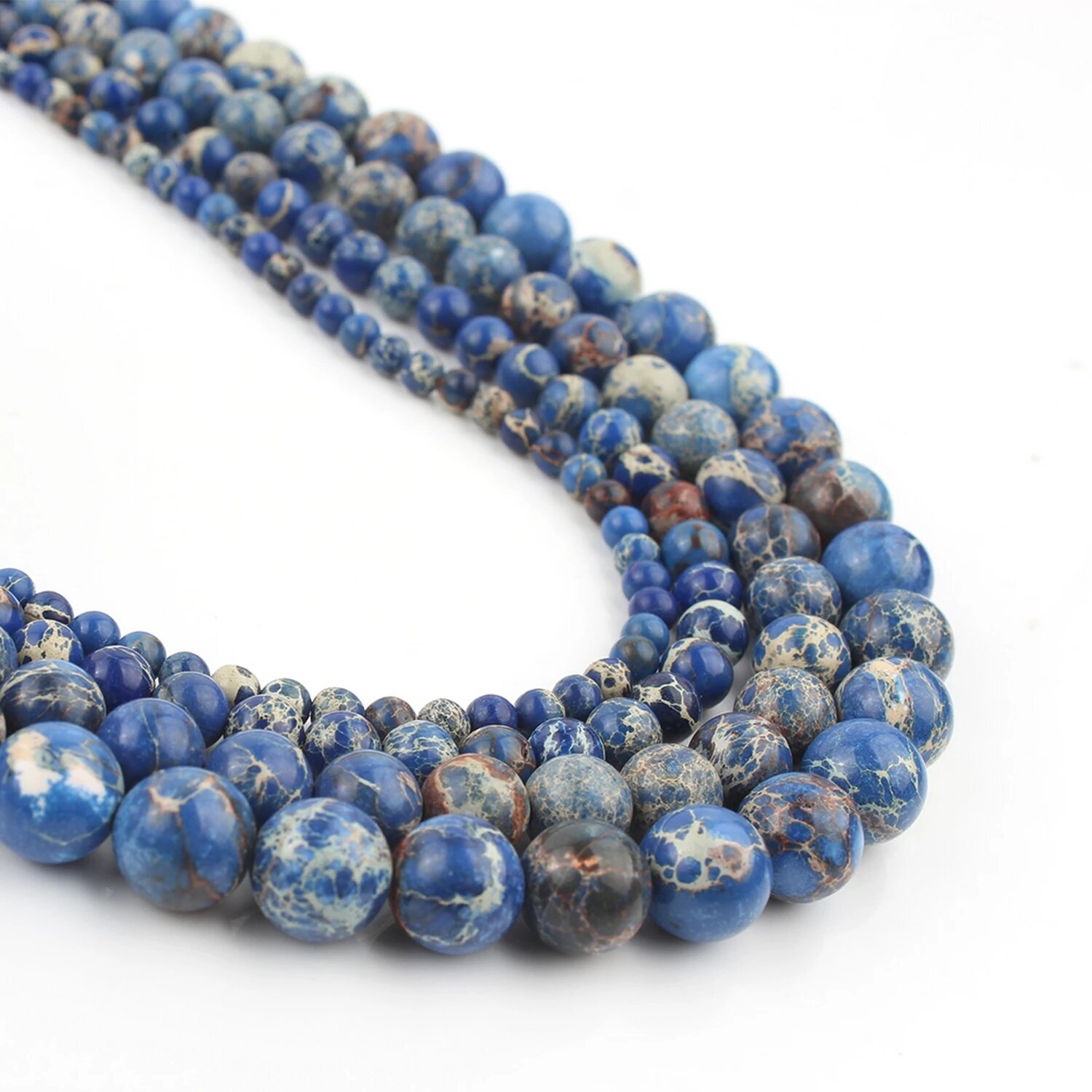 Бусины из натурального камня NPCXSZ, синие, 4/6/8/10/12 Темно-синий, 10mm about 36pcs, Sea Sediment