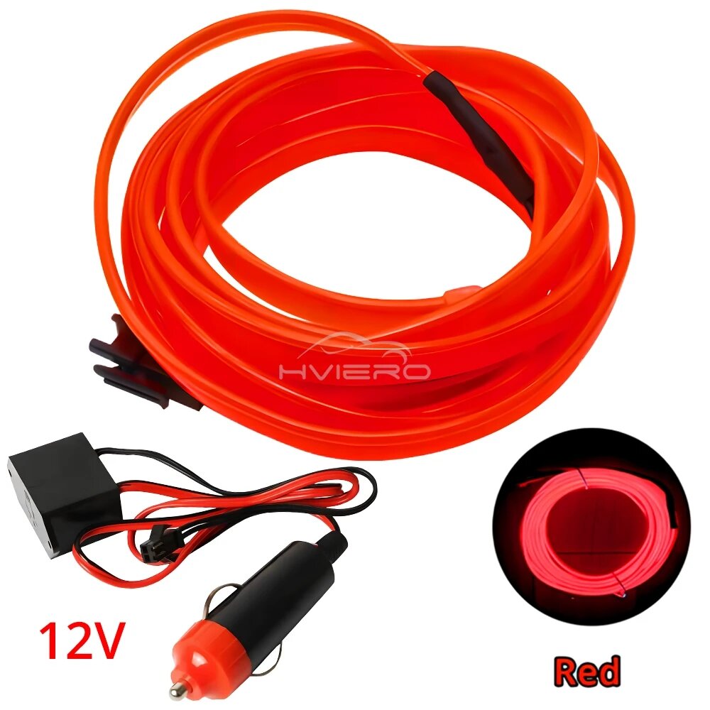 Неоновая светодиодная лента в авто, Red, 3M