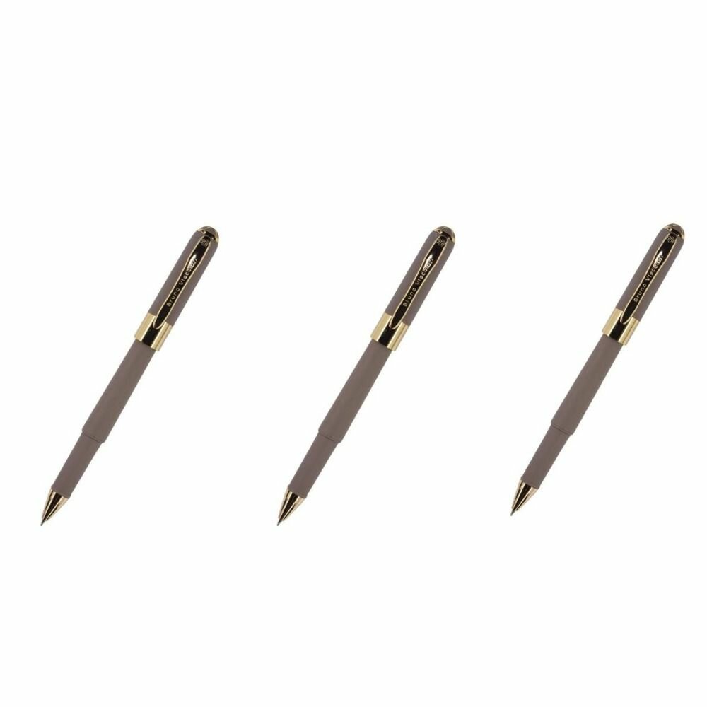 Bruno Visconti Ручка шариковая неавтоматическая Monaco серый корпус, синяя, манжетка, 0,5 мм, 3 шт