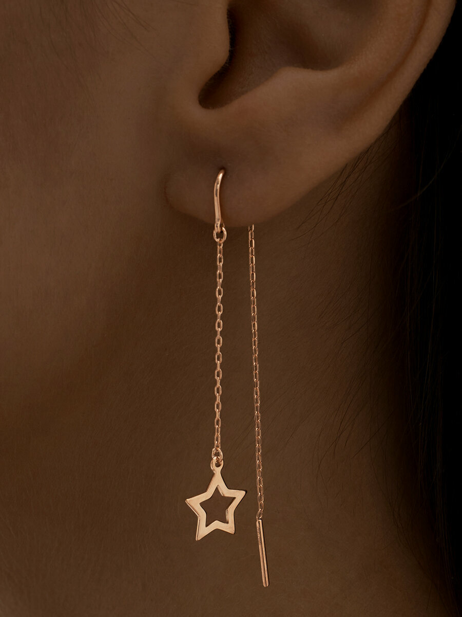 Серьги цепочки, серебро, 925 проба, золочение