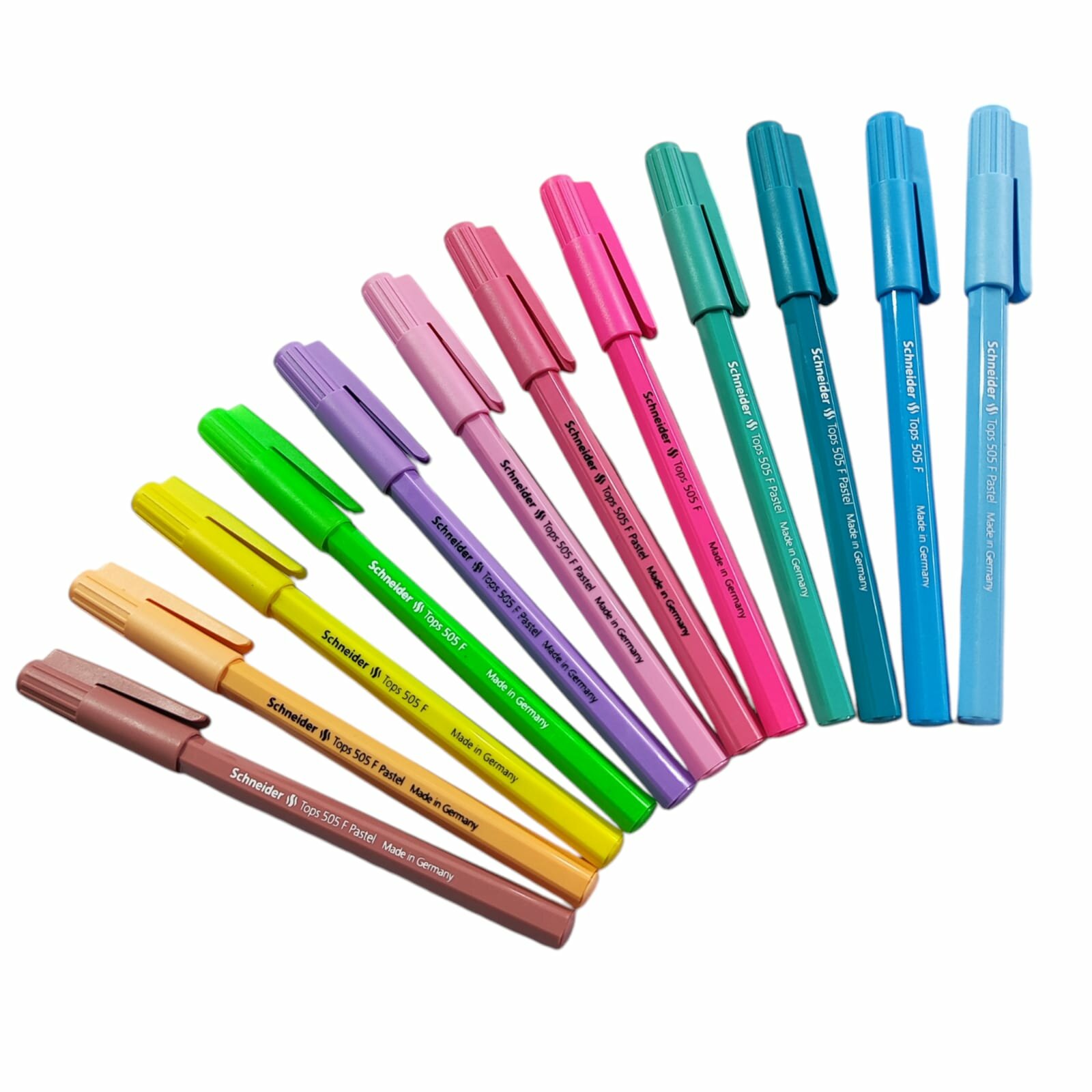 Набор ручек Schneider толщина линии 0.8 мм, в упак. 12шт цвет чернил синий. Цвет корпуса пастель/неон.