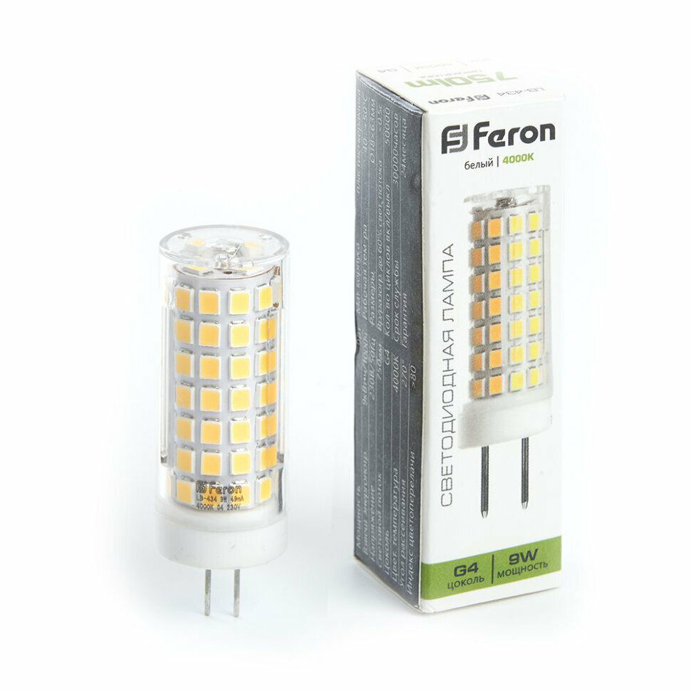 Лампа светод. Feron LB-434 G4 9W 175-265V 4000K (918)