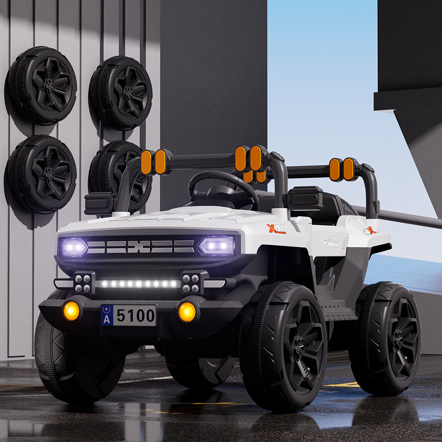 Большой детский электромобиль внедорожник 5100 на полном приводе, белый