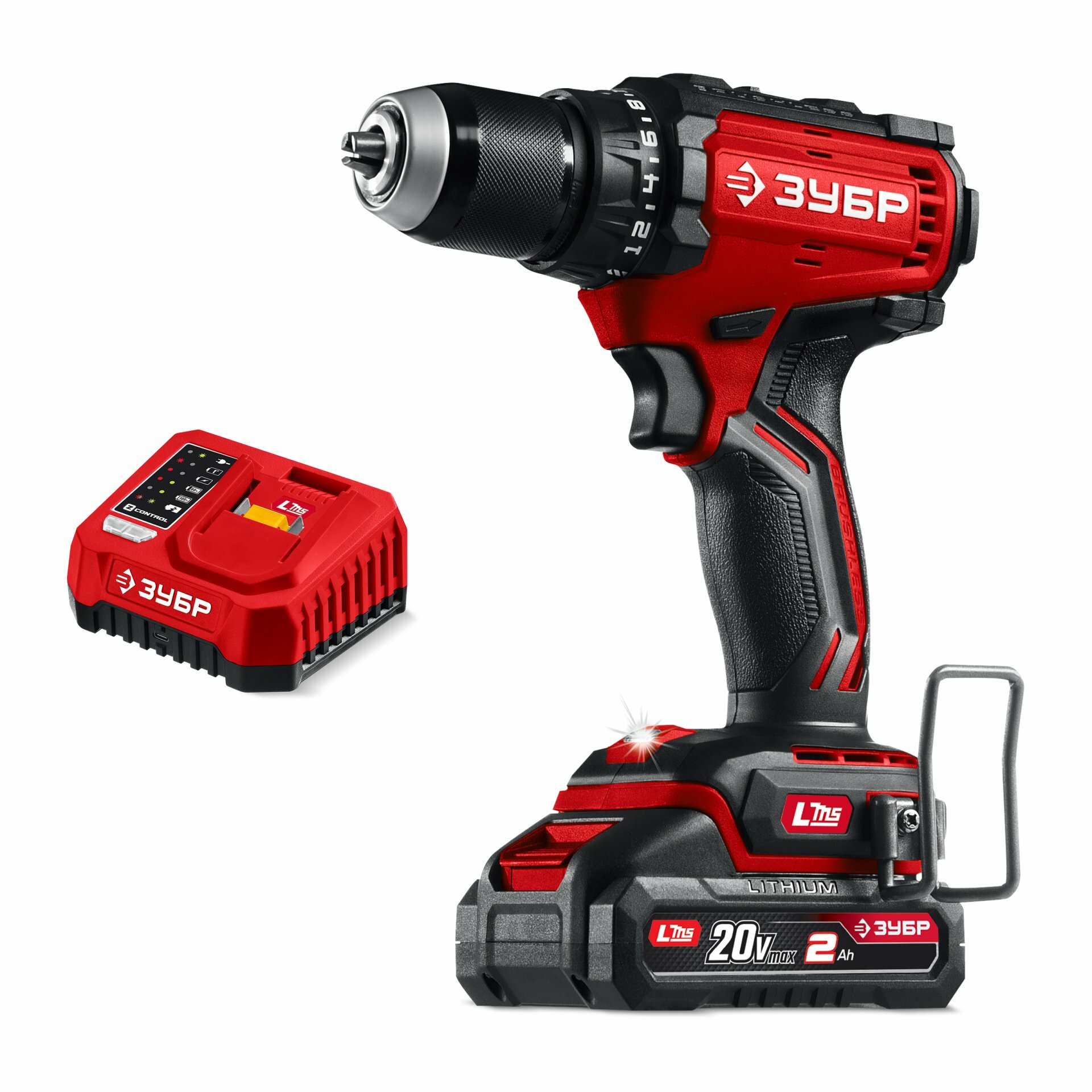 ЗУБР 20 В, 65 Н·м, 1 АКБ LMS (2 А·ч), бесщеточная дрель-шуруповерт (ДБ-65-21)