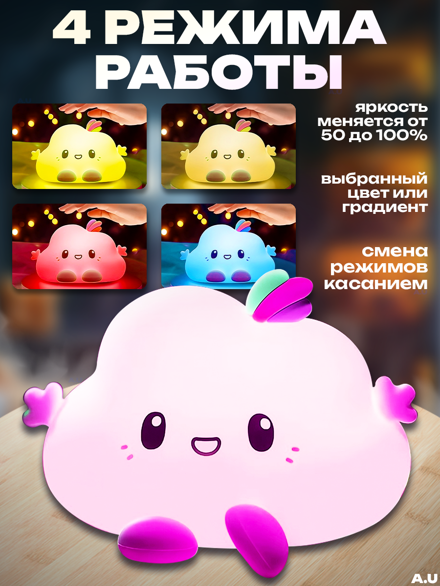 Ночник силиконовый детский облачко