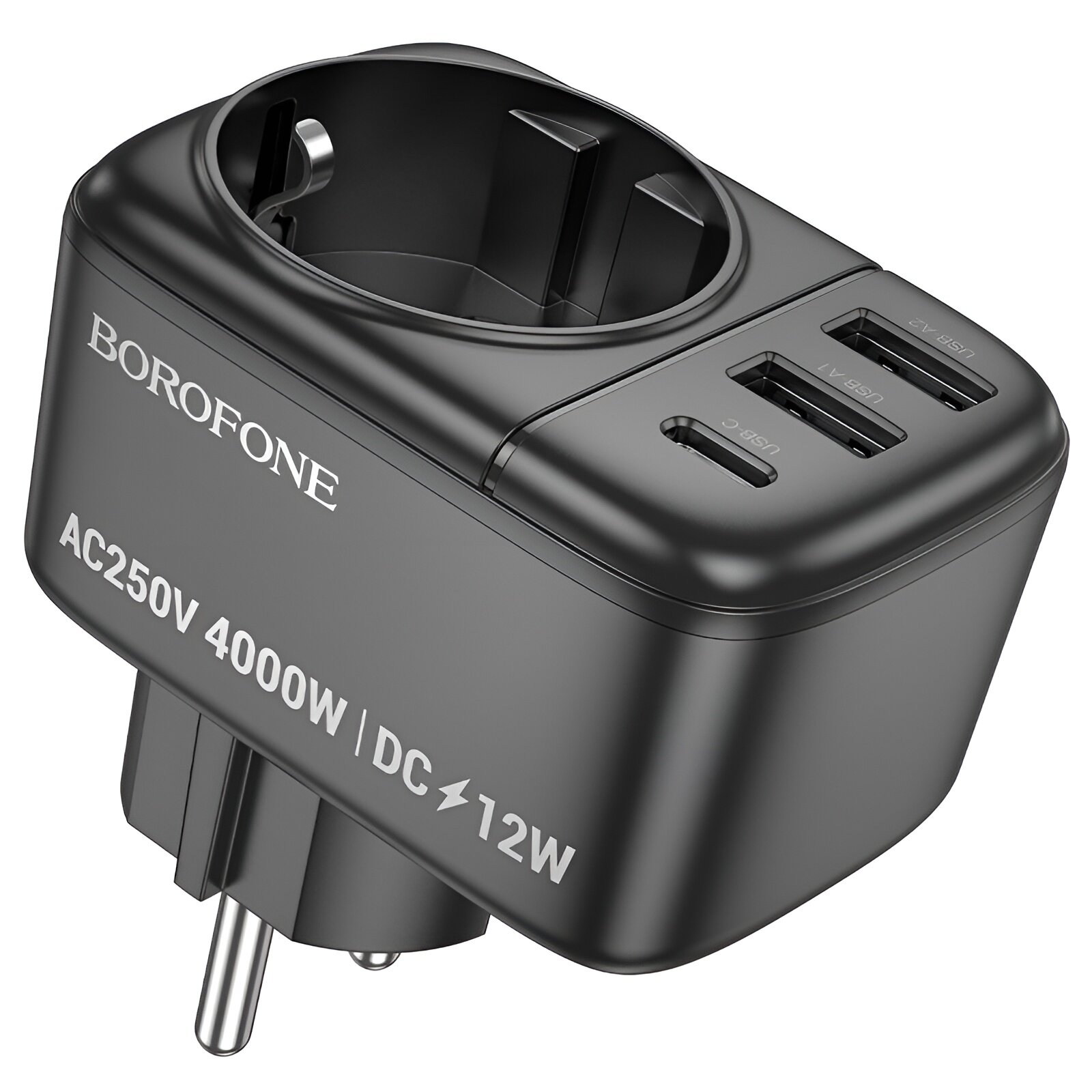 Сетевой адаптер BOROFONE "BAC14", мощность 4000Вт, с USB и Type-C