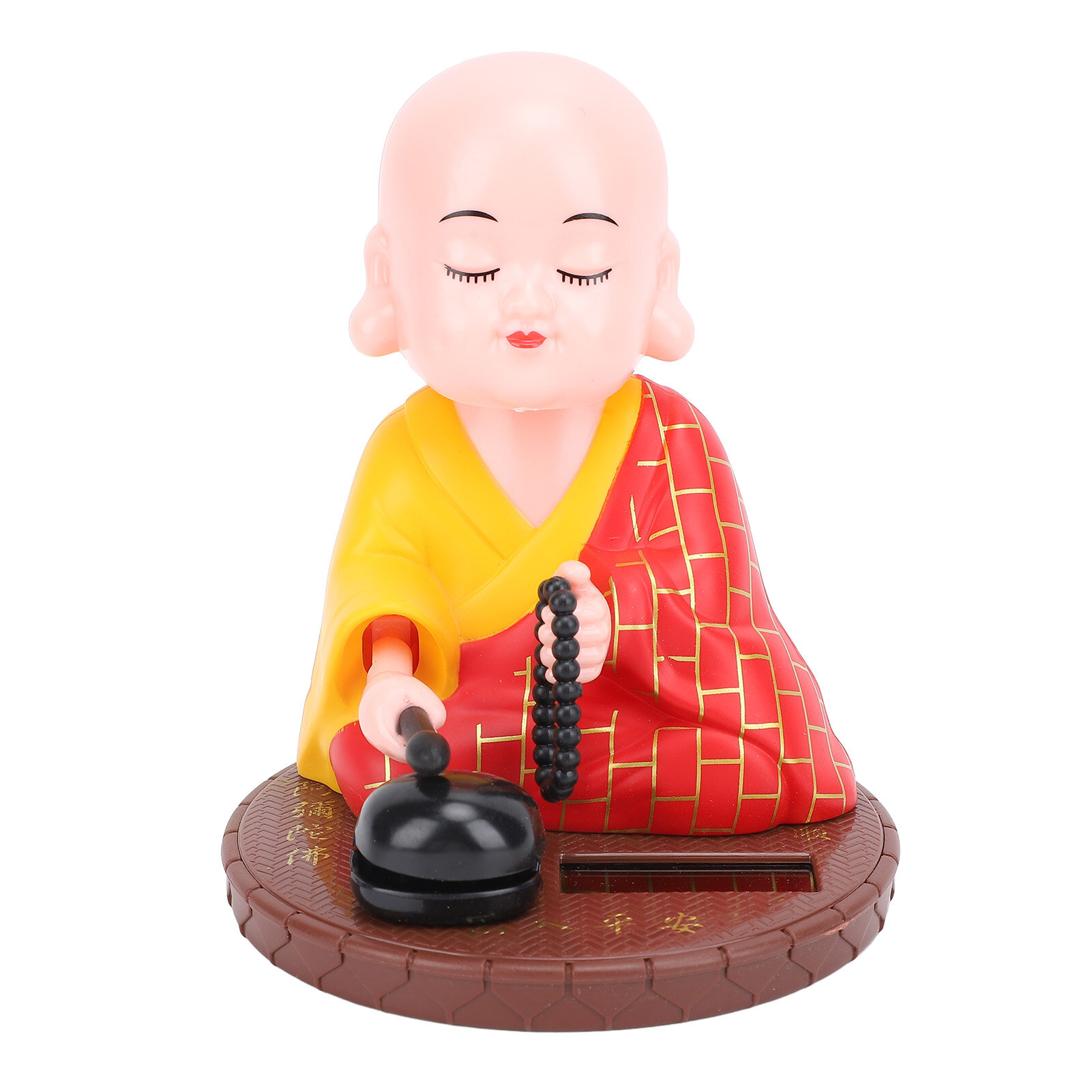 Маленький монах солнечная фигурка забавная авто кивающая стучащая китайская статуэтка монаха игрушка украшение на приборную панель для автомобиля настольный декор красный