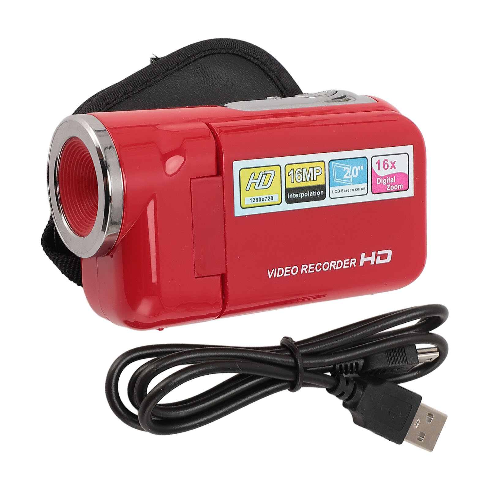 Digital Video Camera Recorder 1080P HD 16MP Portable DV Camcorder 16X Digital Zoom 2in Screen 8GB