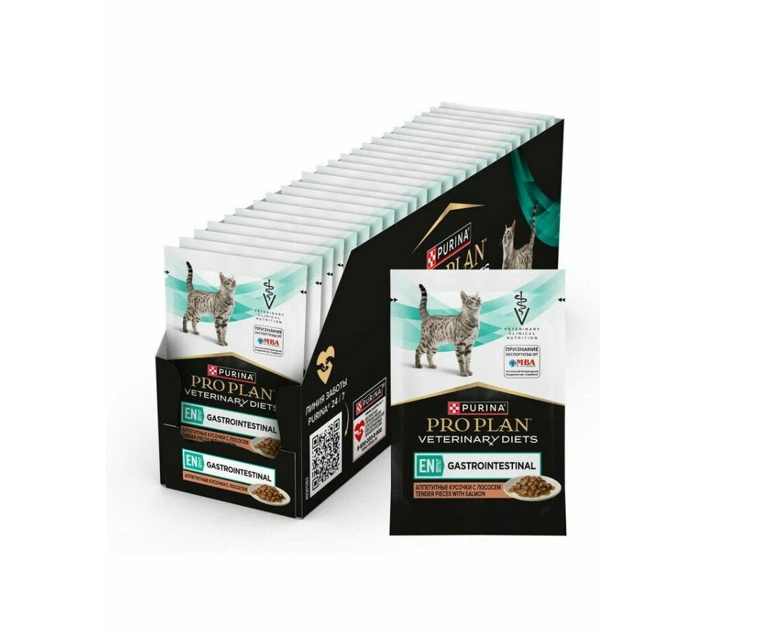 Влажный корм для кошек Purina Pro Plan Gastrointestinal Veterinary Diets при расстройствах пищеварения, с лососем, EN ST/OX, 85 г х 26 шт