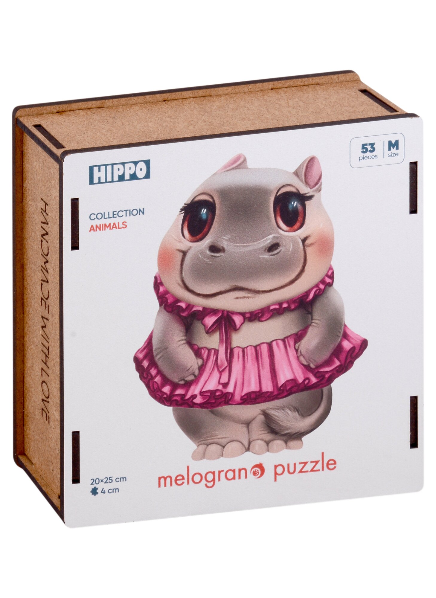Деревянный пазл «Бегемотик балерина» элемент 4 см, Melograno Puzzle