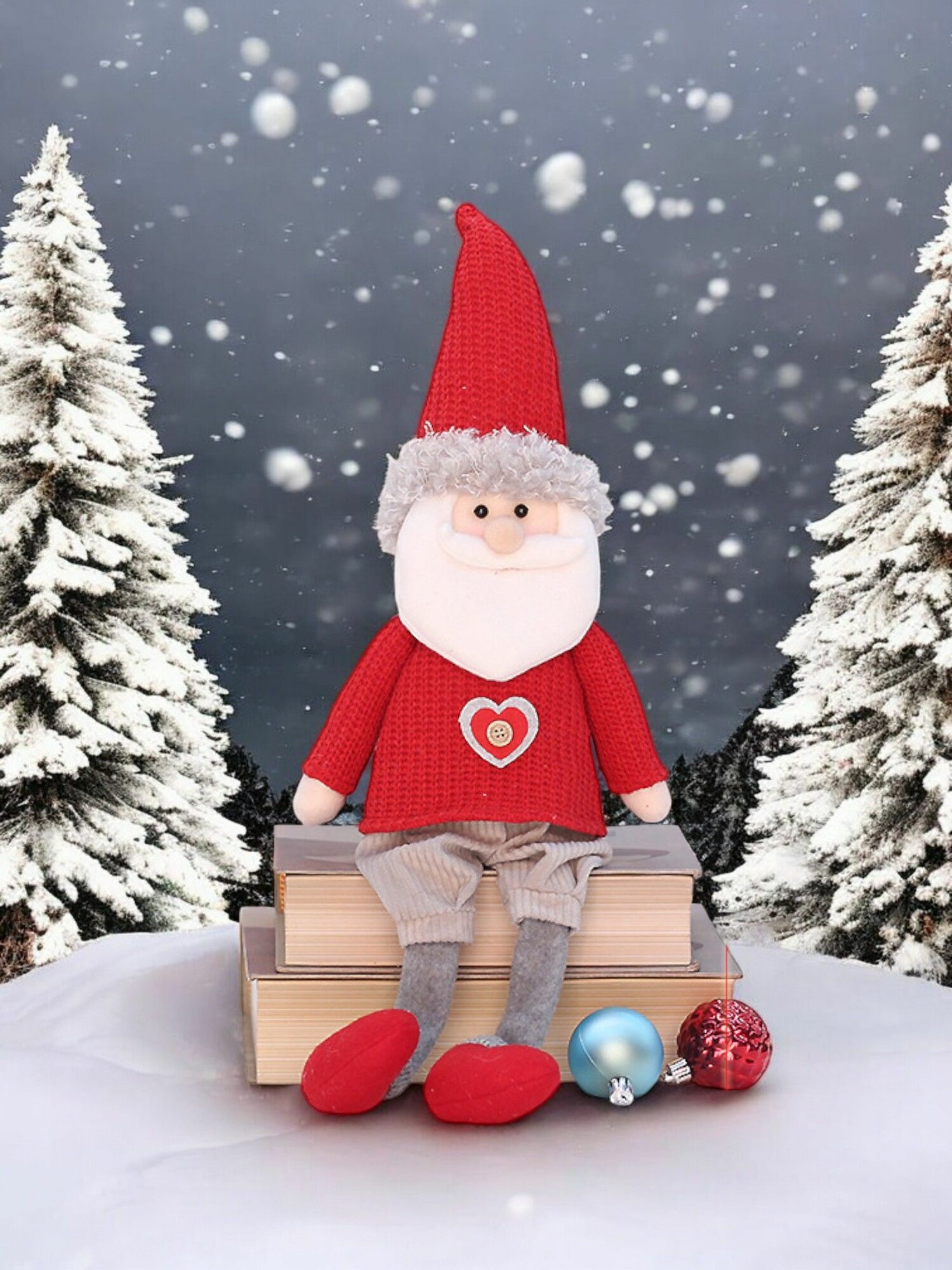 Новогодний гном под елку красный, мягкие ноги, дед мороз, санта, новогоднее украшение для декора дома