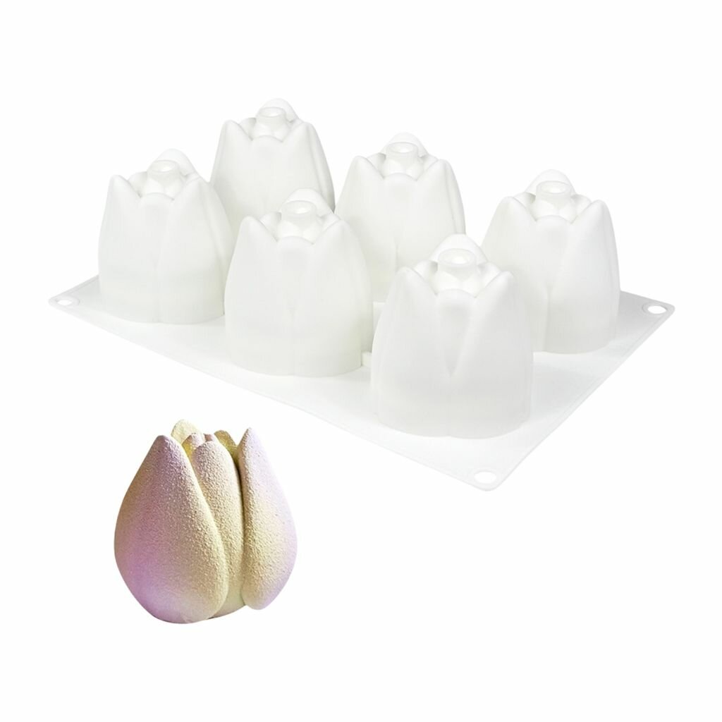 Форма для свечей, (1шт) Форма для торта "Тюльпан"-6 штук с тюльпанами