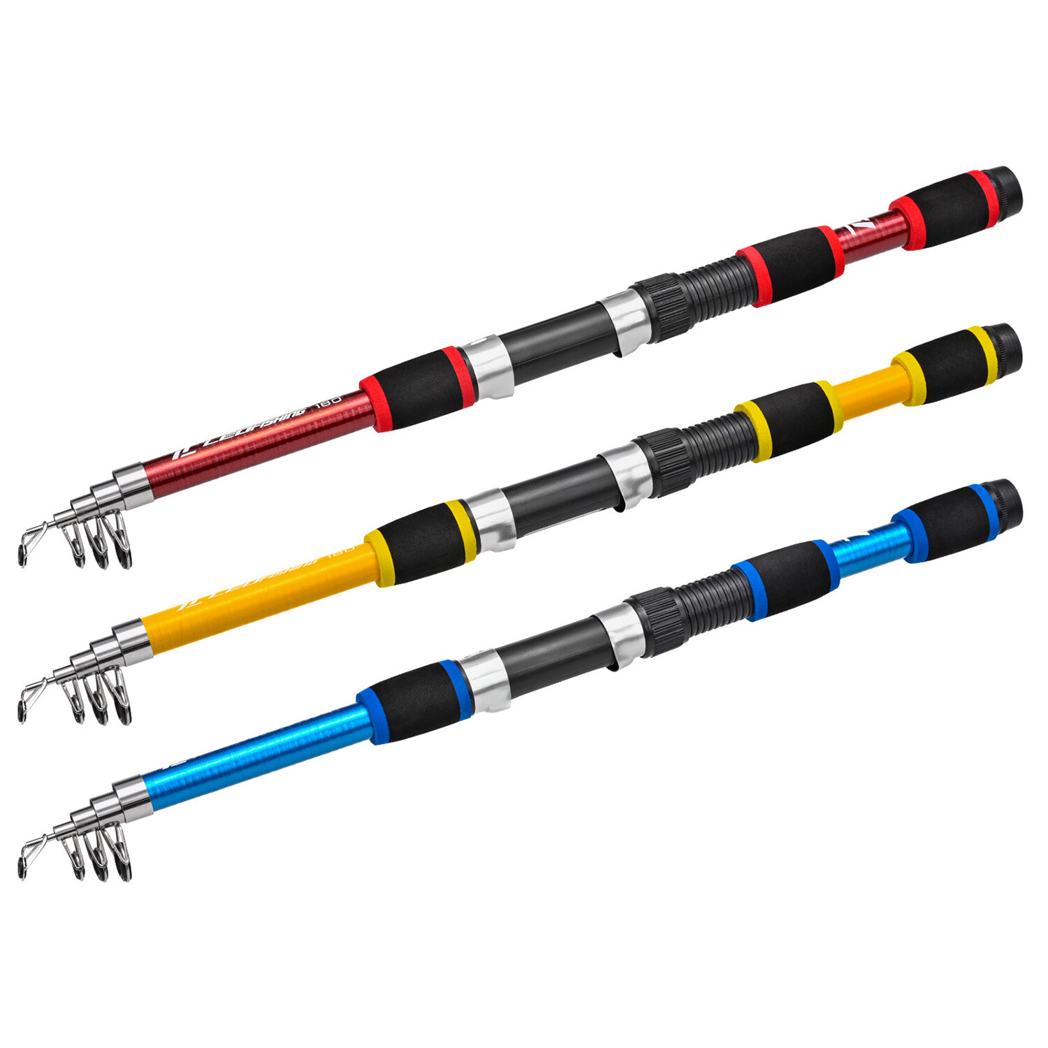 Удочки и катушки в комплекте Телескопические удочки Безынерционные катушки Набор приманок с сумкой для переноски