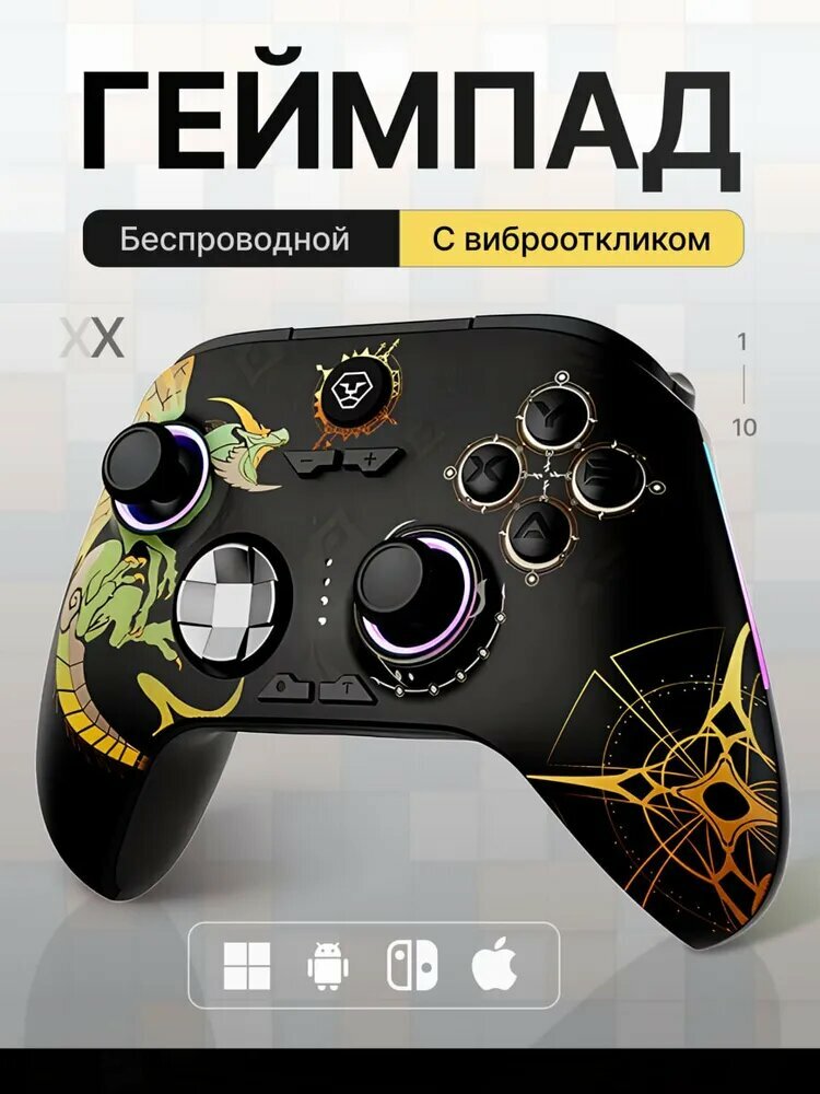 Геймпад, черно-золотой, 2,4G, USB-адаптер, USB-Type-C кабель, инструкция