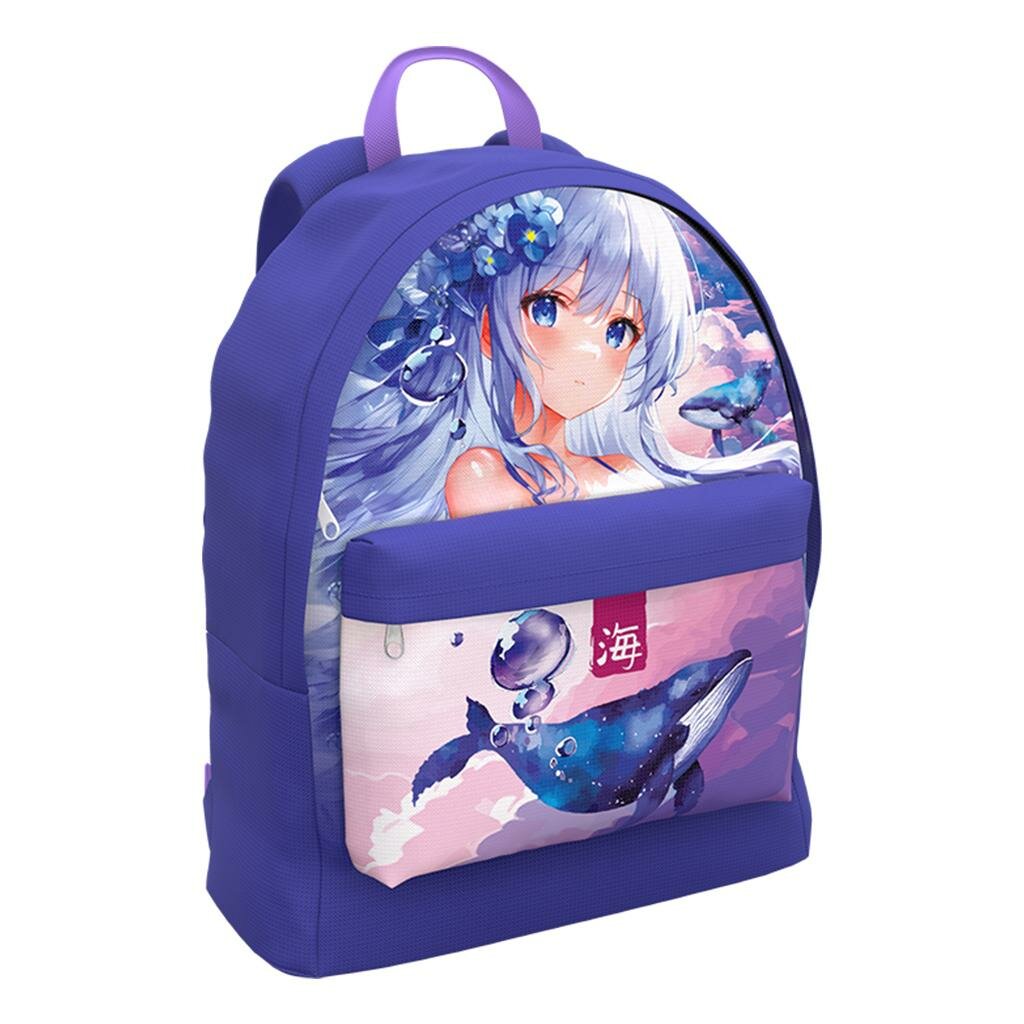Рюкзак 'EasyLine 17L Kawaii Whale', 39х29х13см, фиолетовый, водоотталкивающий