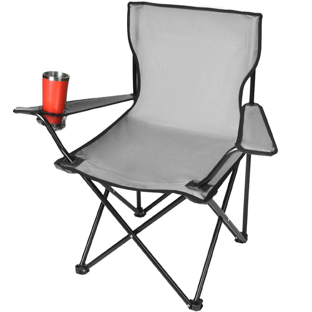 Decathlon Кемпинговый рыболовный стул Trizand - с алюминиевым каркасом, макс. нагрузка до 100 кг, складной. Цвет светло-серый