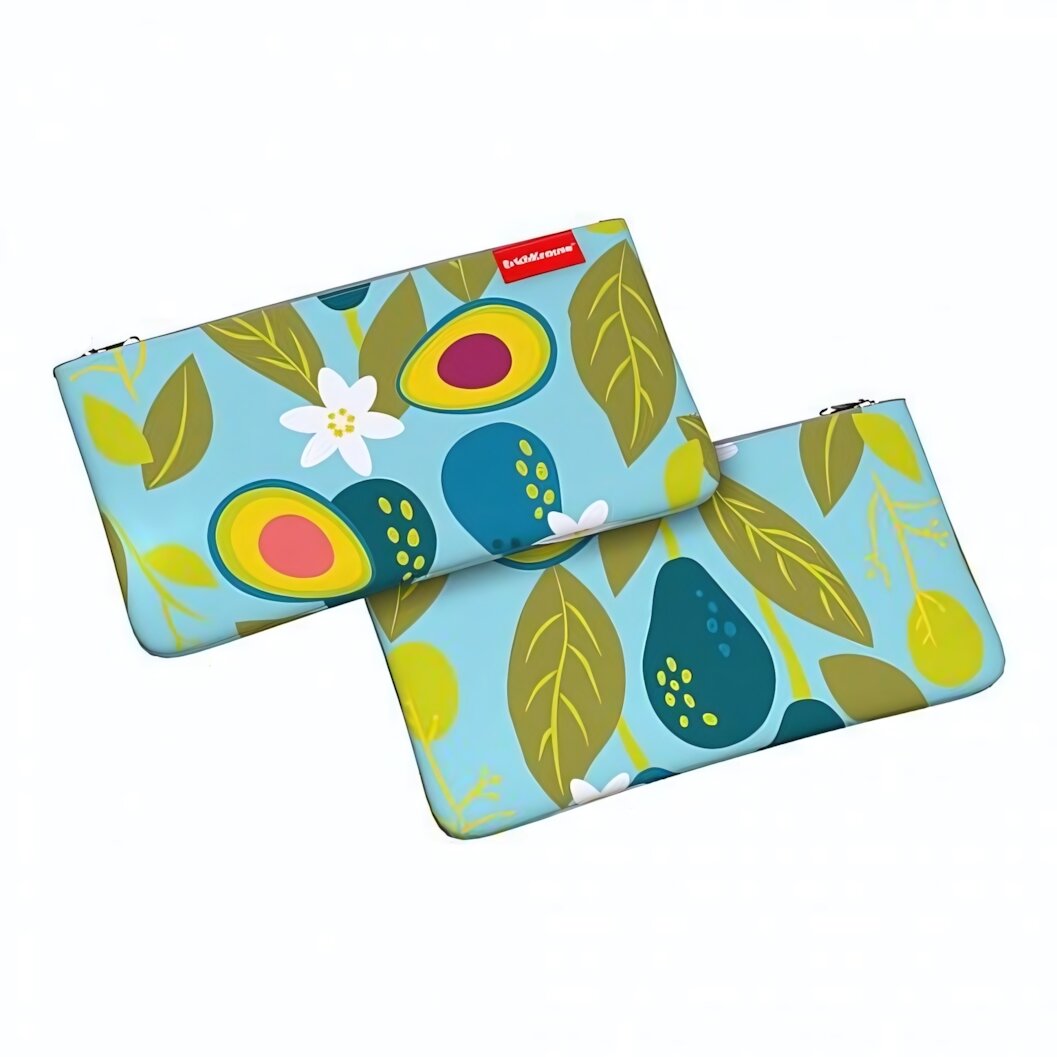 Пенал-конверт "Avocado Day" Erich Krause, 22х12 см, светло-голубой, полиэстер – для школьных принадлежностей