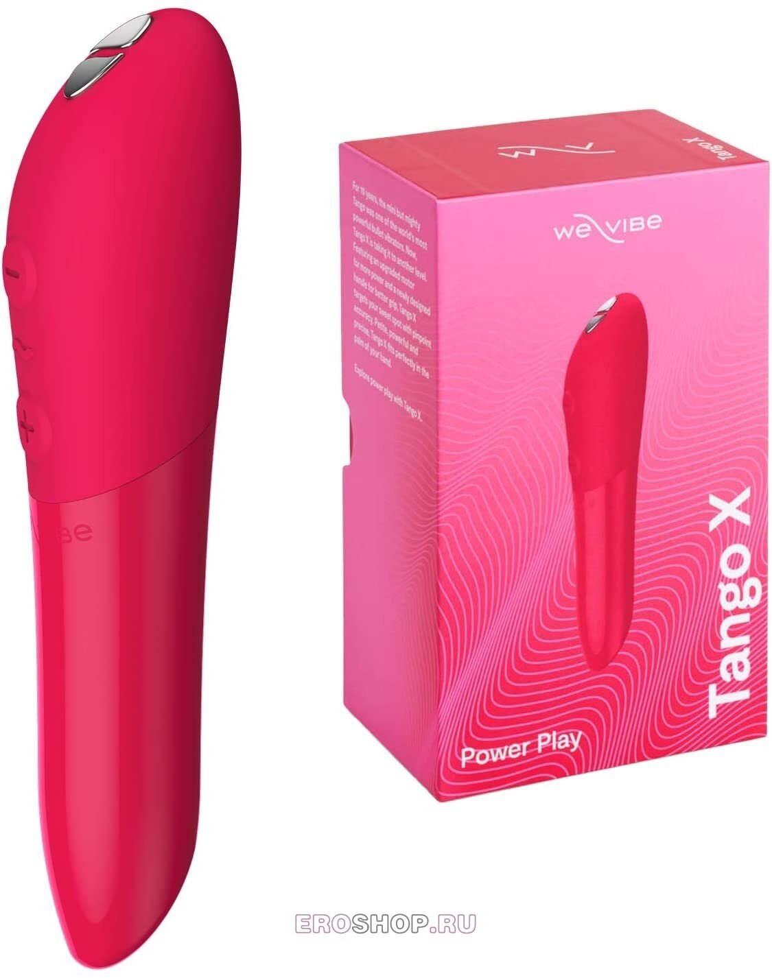 Вибромассажер We-Vibe Tango X с 8 режимами, вишнёвый (10, Ø 2.4 см)