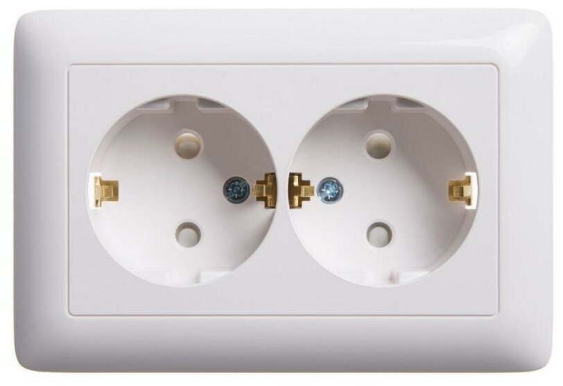 Розетка 2-местная СП Хит 16А IP20 с заземлением, защитные шторки, белый, SCHNEIDER ELECTRIC RS16-231-B (1 шт.)