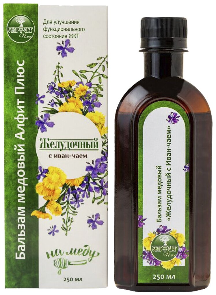 Бальзам медовый "Желудочный" с Иван-чаем, 250 мл, Алфит Плюс