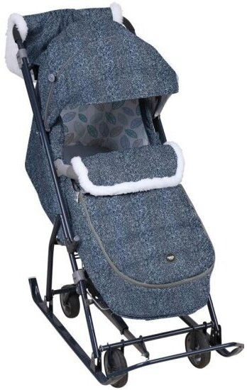 Санки-коляска Nika Наши детки 6 (с листочками синий)