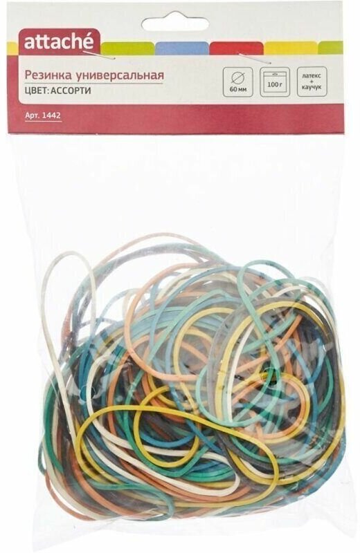 Резинка банковская D 60 мм 100 гр, цвет ассорти