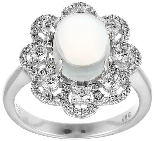 Кольцо, серебро, 925 проба, аметист, циркон