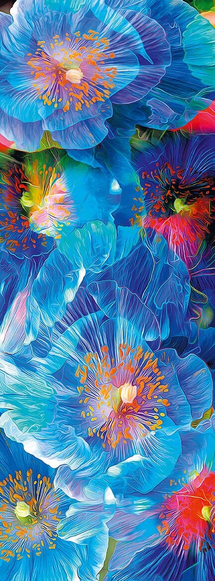 Фотообои флизелиновые с виниловым покрытием Ф 197 Синие маки 100х270см