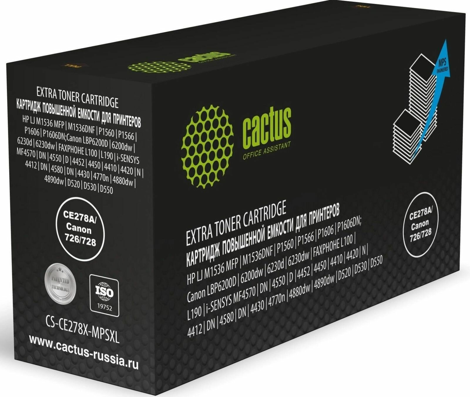 Картридж лазерный CACTUS CE278A Canon 726 728 черный, 8000 страниц, для HP J M1536 MFP M1536DNF P1560 P1566 P1606 P1606DN; Canon LBP6200D 6200dw 6230d 6230dw (CS-CE278X-MPSXL)