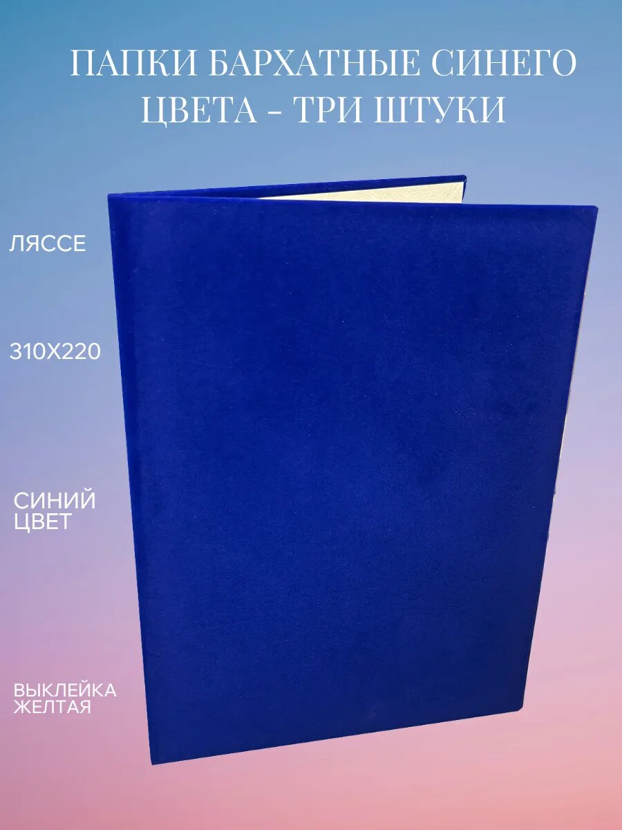Папки бархатные синие 3 шт.