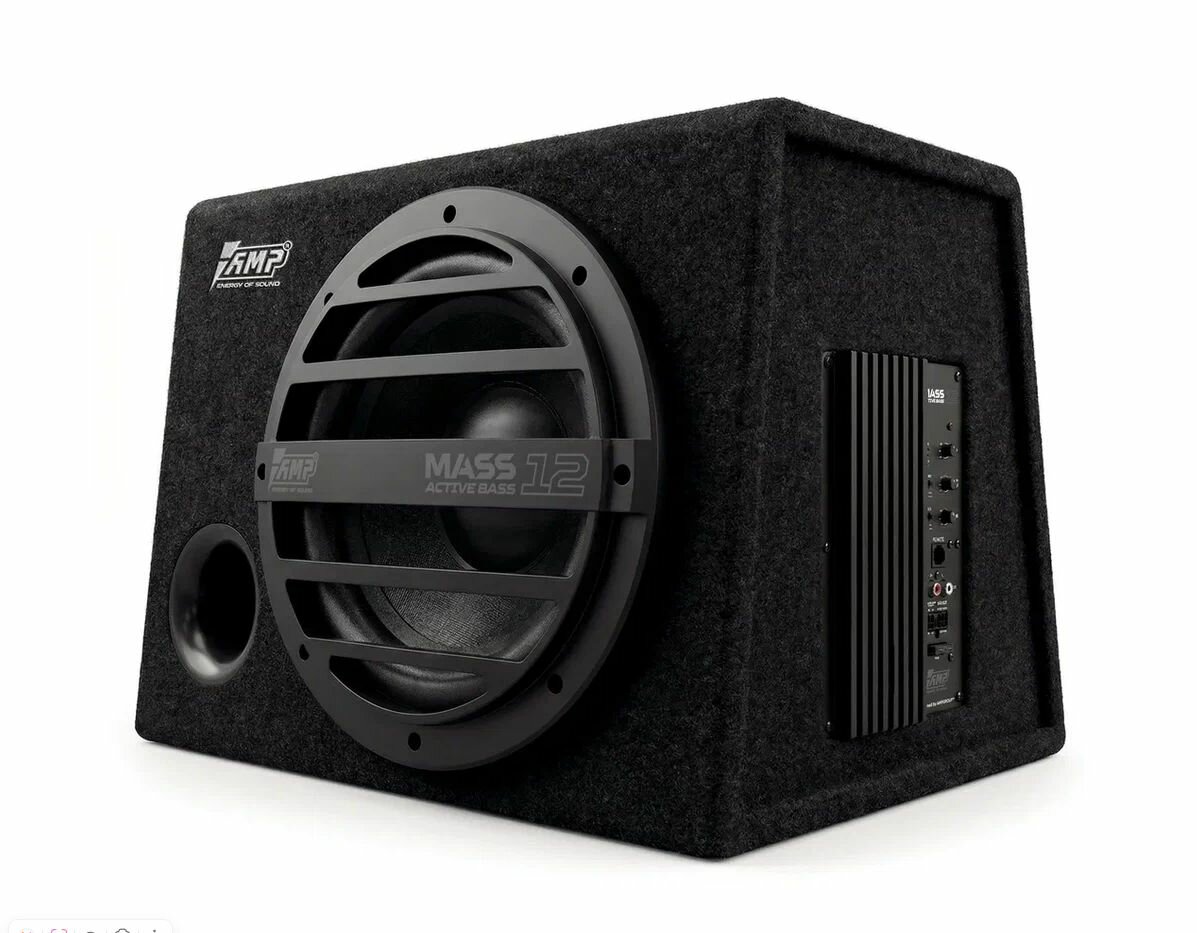 Сабвуфер AMP MASS ACTIVE BASS, активный, 12 дюймов, черный, 25-220Гц