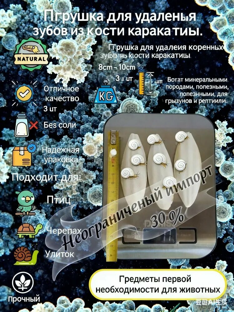 Сепия 9 см 3 штуки, панцирь каракатицы для улиток, черепах, попугаев, рептилий, корм для птиц