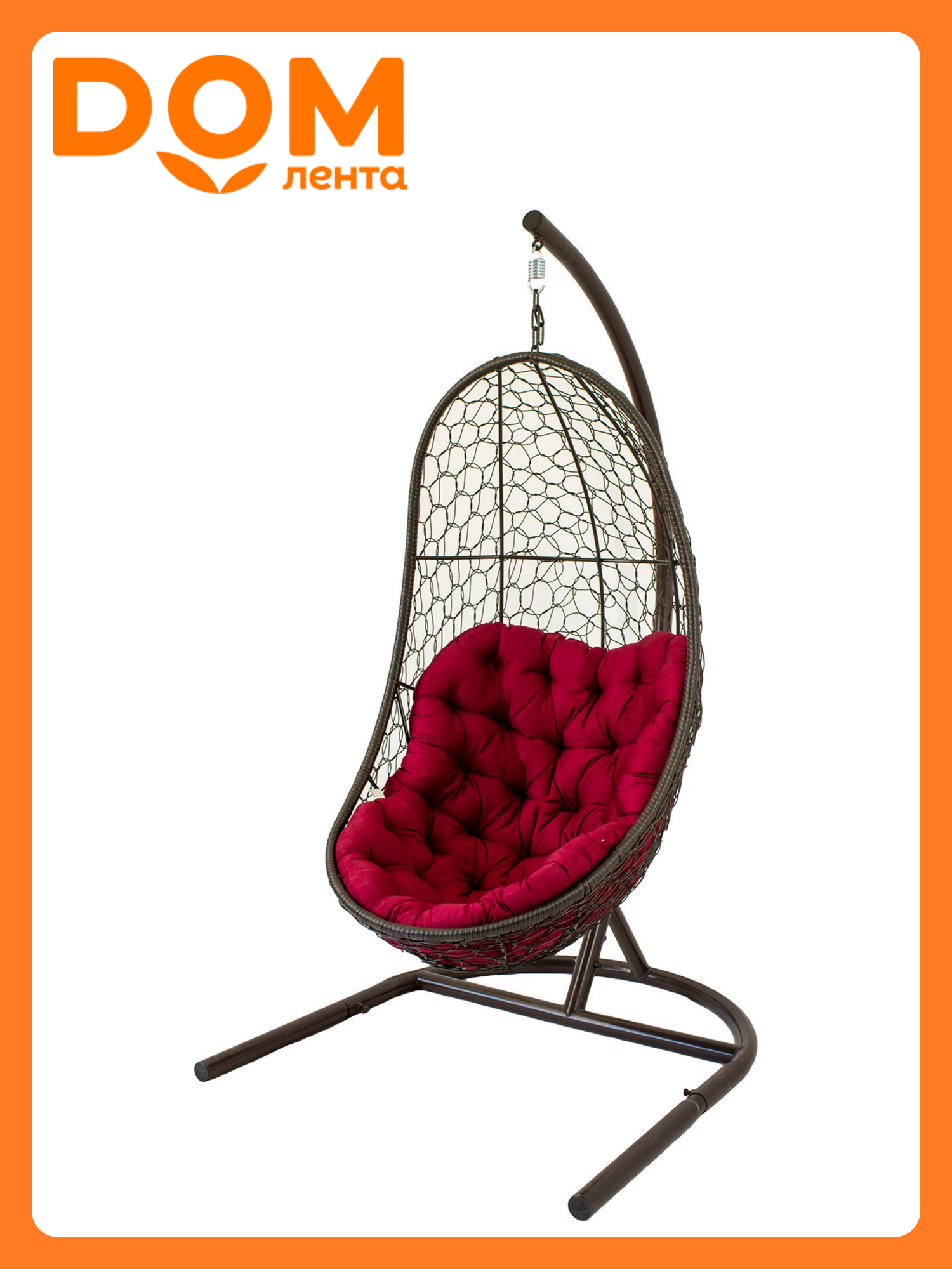 Кресло подвесное Неаполь, искусственный ротанг, текстиль, 200x80x80 см