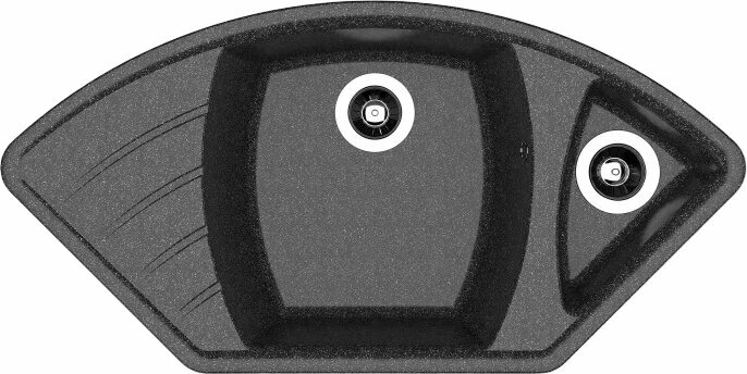 Мойка кухонная Dr. Gans Gaby угловая, 101x51, мойка для кухни, с крылом, трапеция, матовая, черная