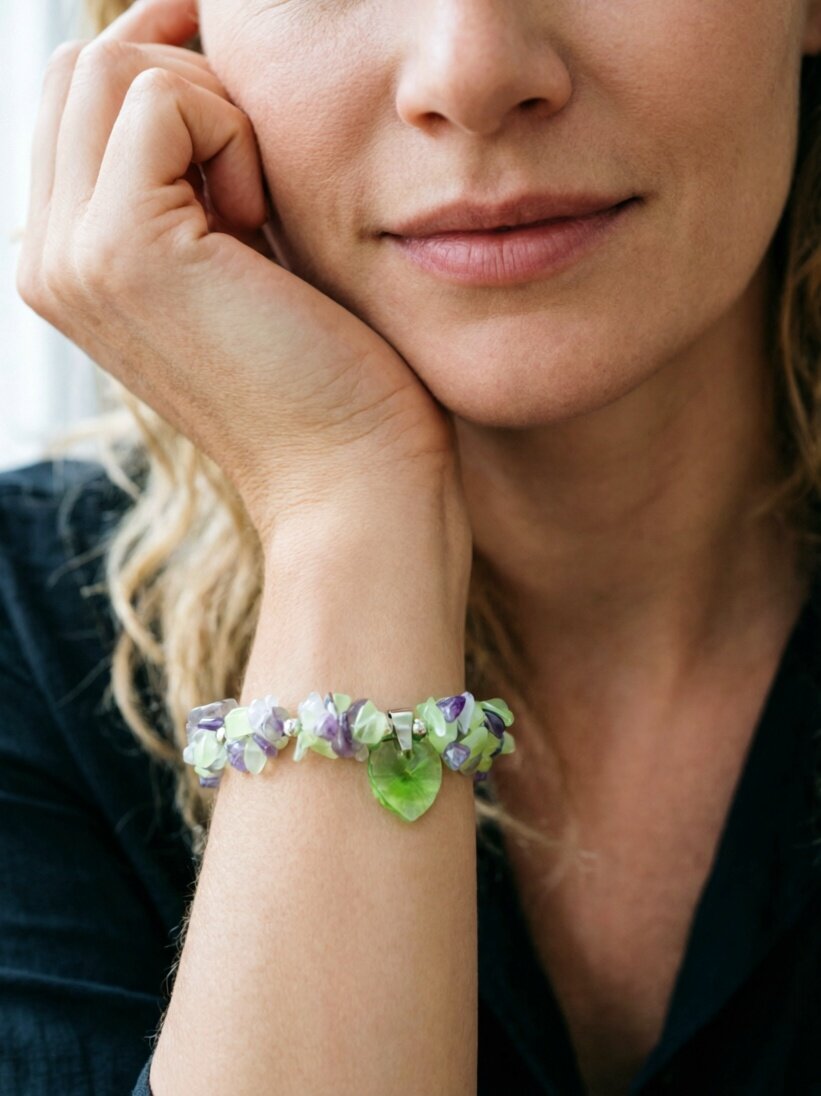 Браслет, аметист, кошачий глаз