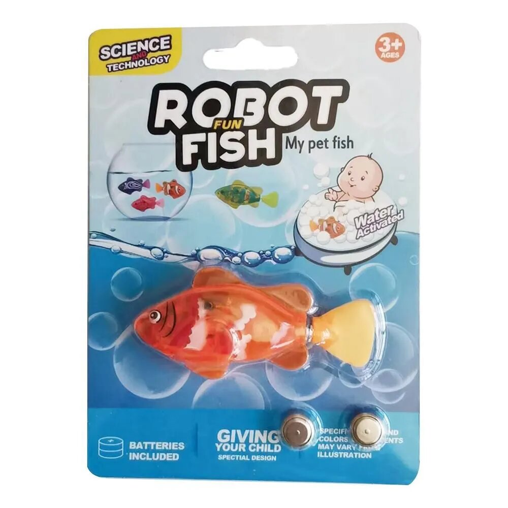 Электронная игрушка-рыба с датчиком движения, подсветкой и функцией качания (рыба-клоун, красный цвет)