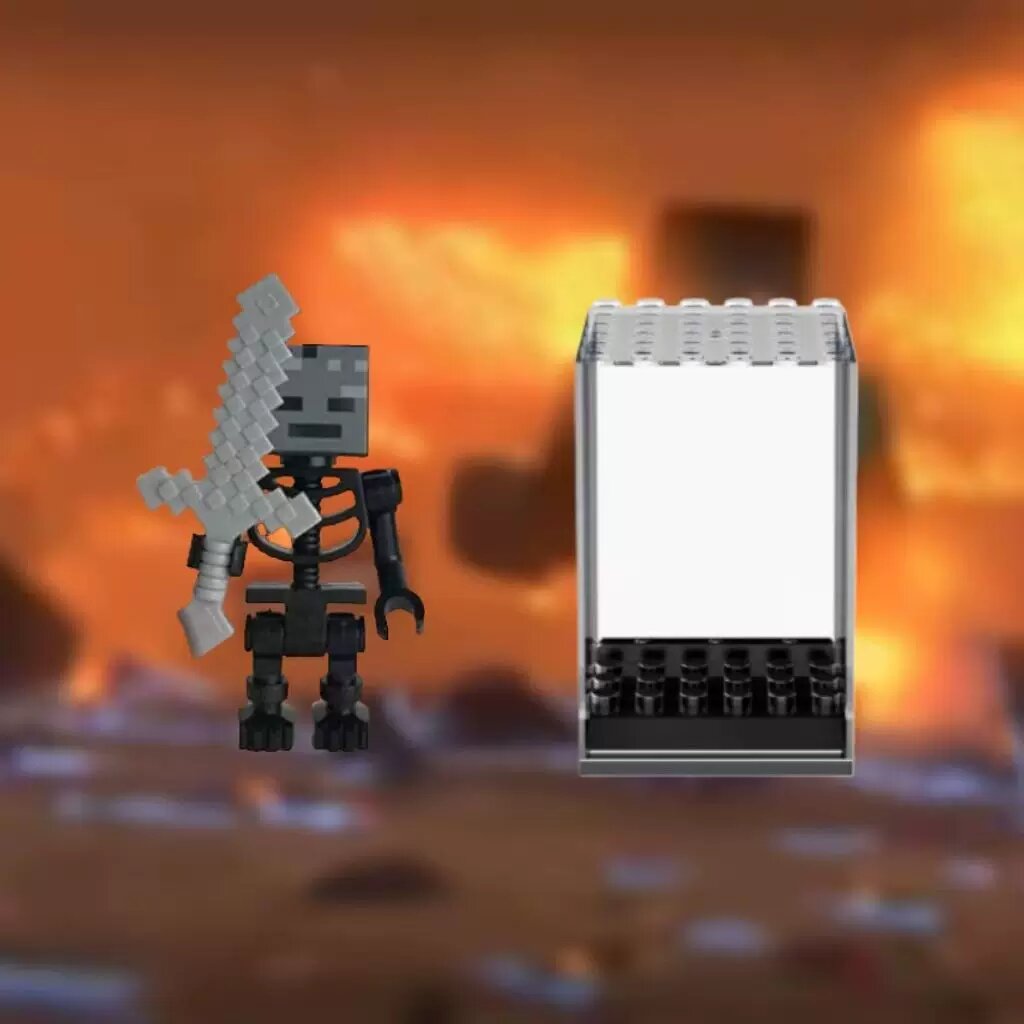 Minecraft Черный Скелет Минифигурка с Подставкой - Темная Динамичная Игрушка из Блоков, 1 шт