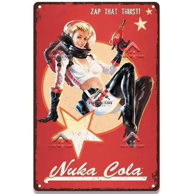 Ретро-металлическая настенная подвеска Nuka-Cola | Подарок на Хэллоуин и Рождество, идеально подходит для баров/пабов/мужских клубов, поклонников и коллекционеров серии Fallout.