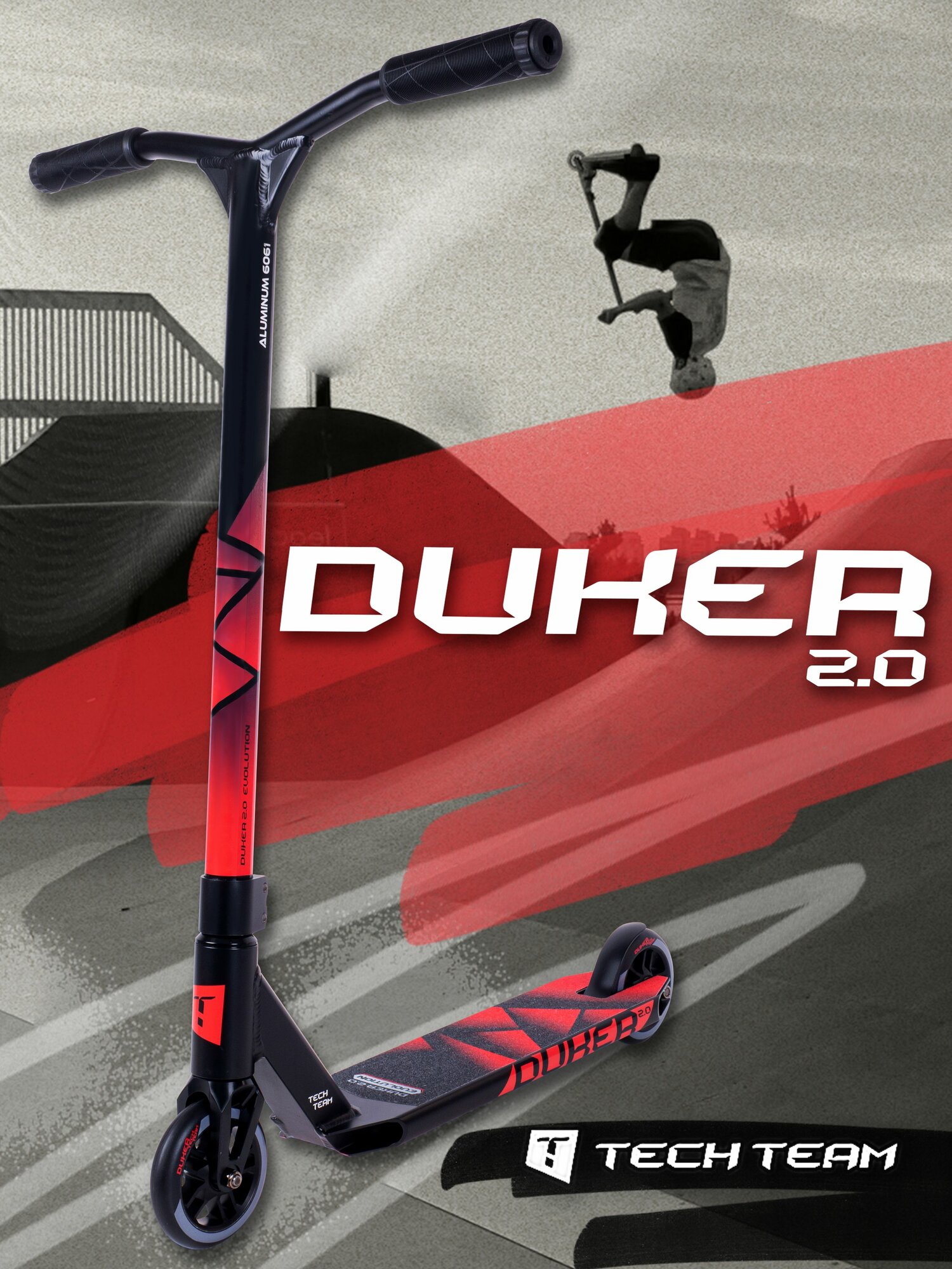 Самокат трюковой Tech Team Duker 2.0 черно-красный